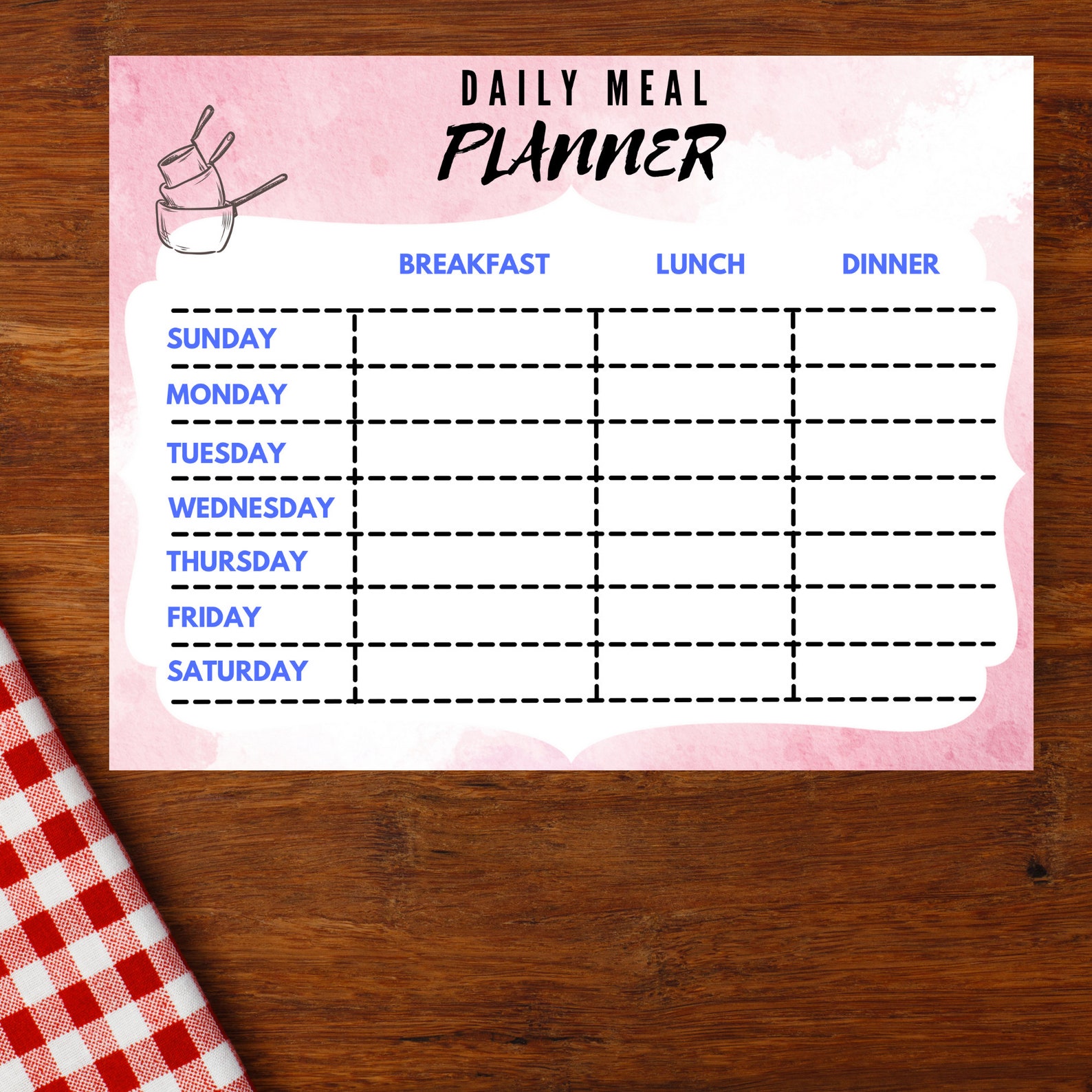 Daily Meal Planner Printable Meal Planner Meal Plan - Etsy
