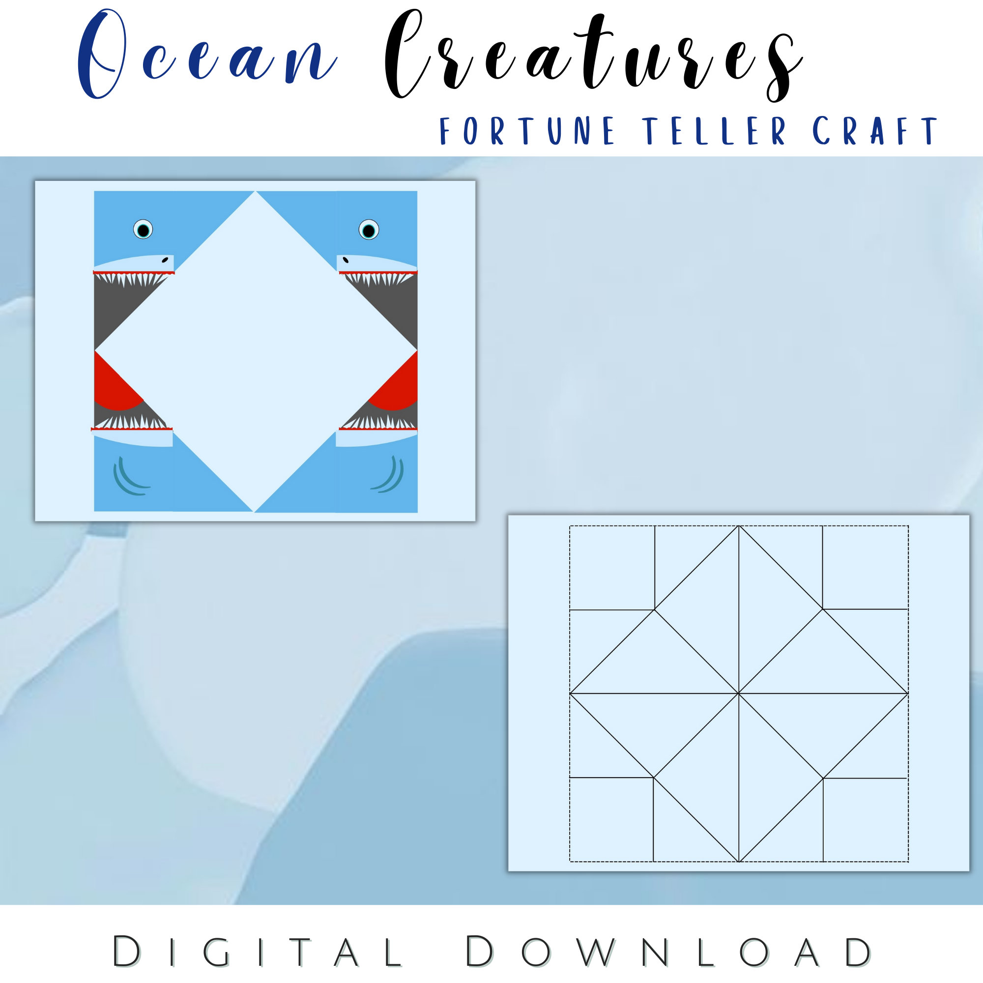 Ocean Creatures Fortune Teller Craft Printable | Sea Animals Fortune ...
