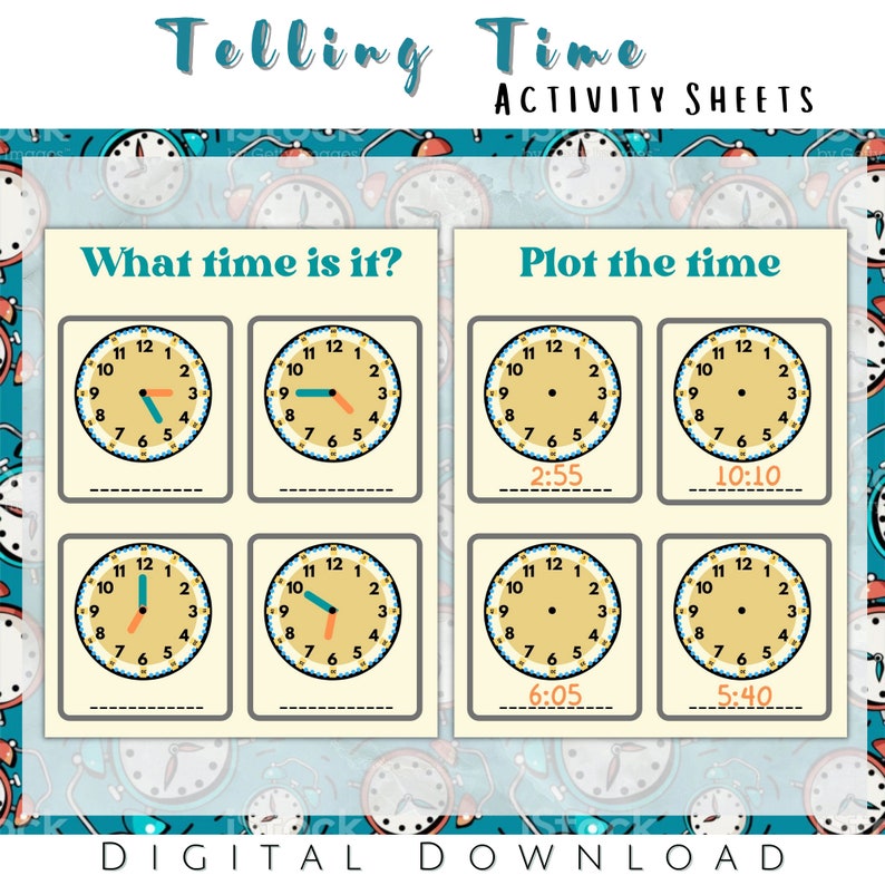 Telling Time Activity Sheets + Printable Clock + Clock Kids Routine ...