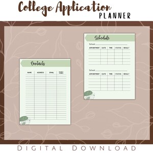 College Application Planner Printable: US Letter Organizer (instant ...