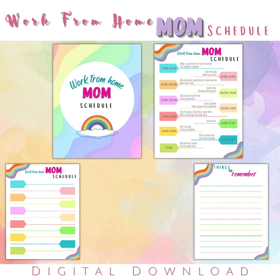 Work From Home Mom Schedule Printable | Mom Daily Schedule | Daily ...