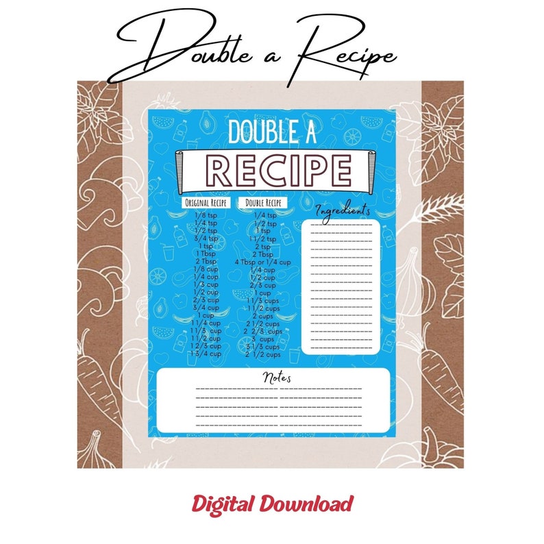 Printable Double a Recipe Guide | Guide on How to Double a Recipe ...