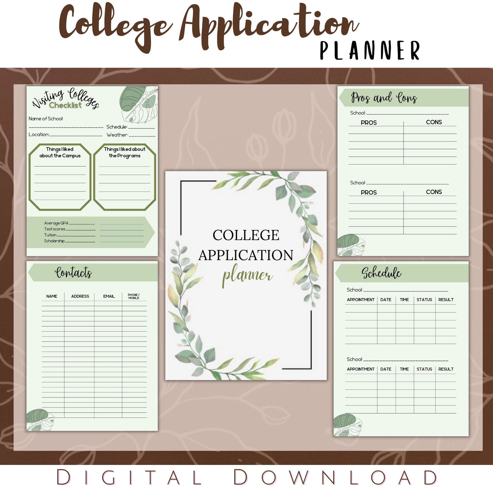 College Application Planner Printable | College Application Organizer ...
