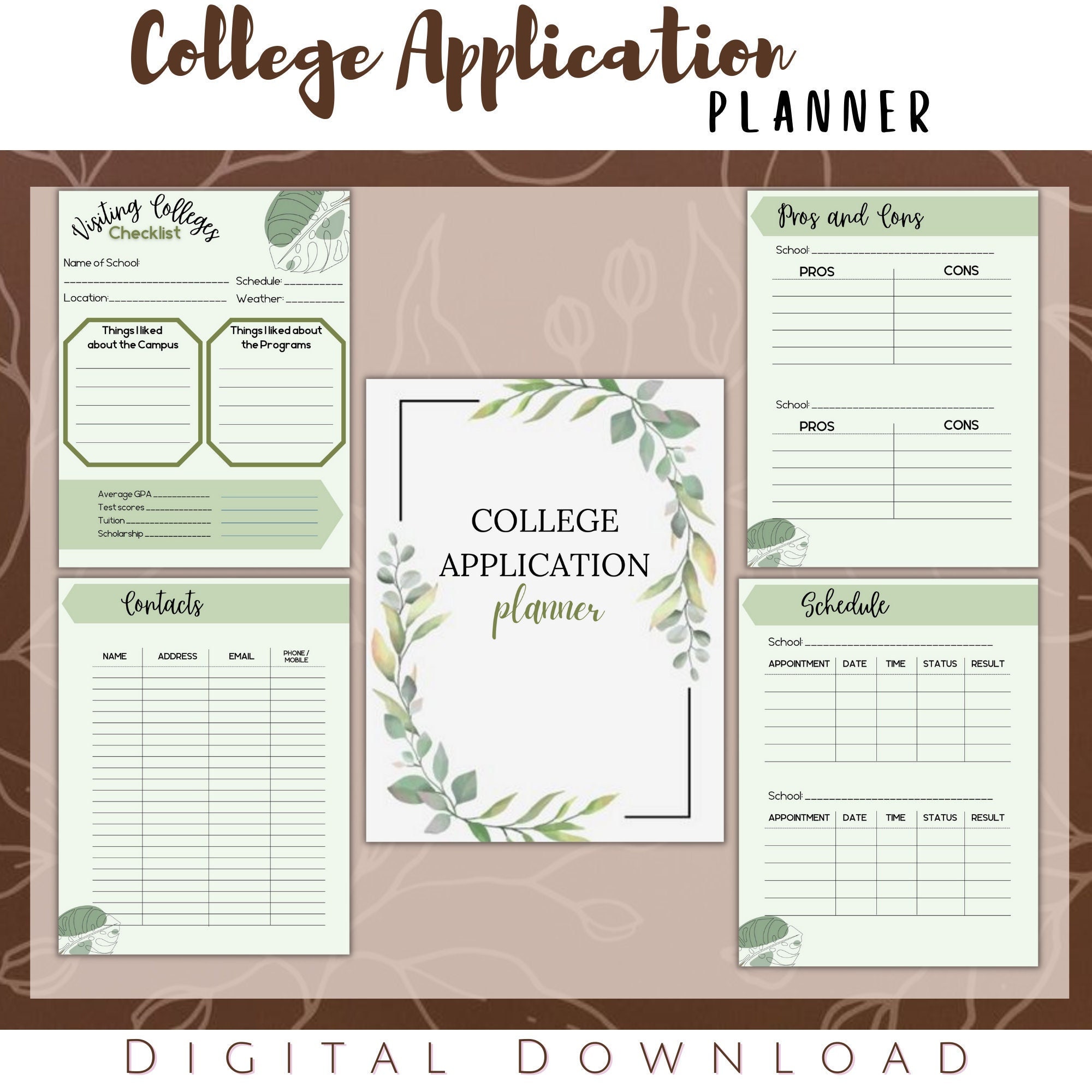 College Application Planner Printable | College Application Organizer ...
