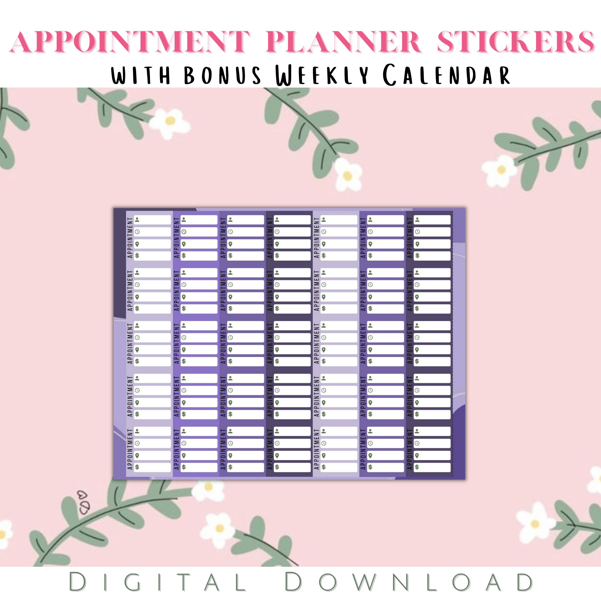 Appointment Planner Stickers Printable With Bonus Weekly Calendar ...