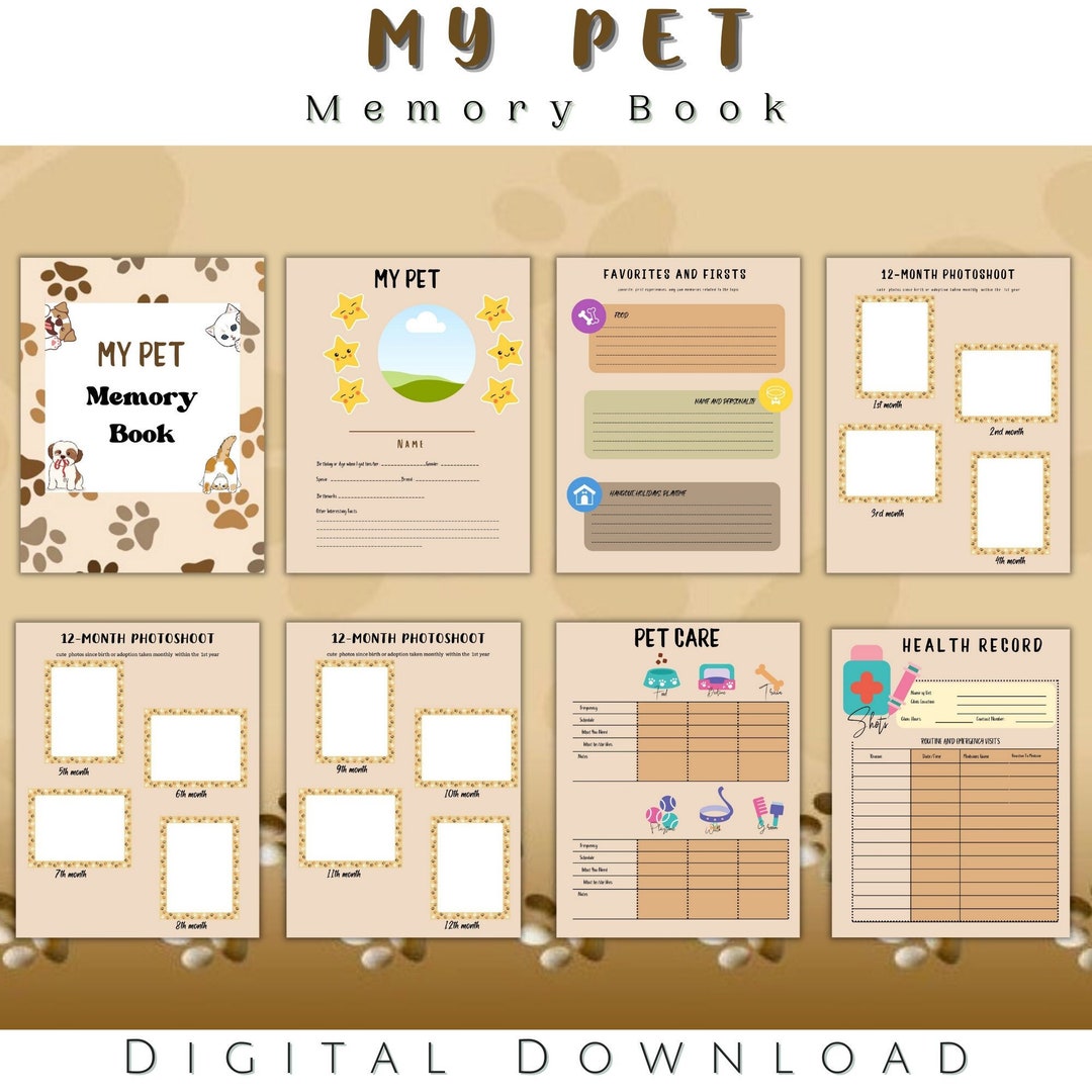 Pet Record Printable | Pet Memory Book | Pet Health Record | Pet Care ...