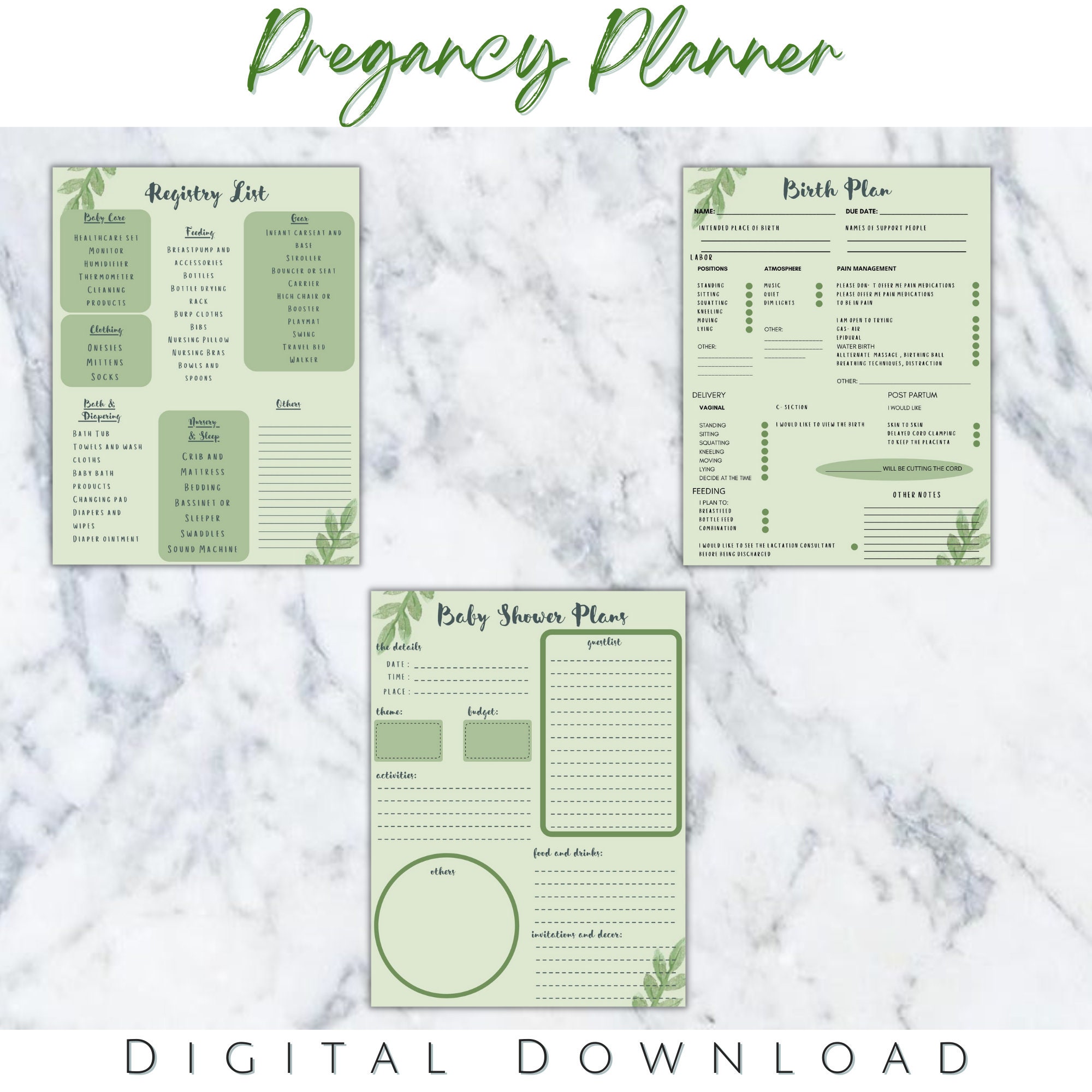 Pregnancy Planner Printable: Pregnancy Journal & Organizer (US Letter ...