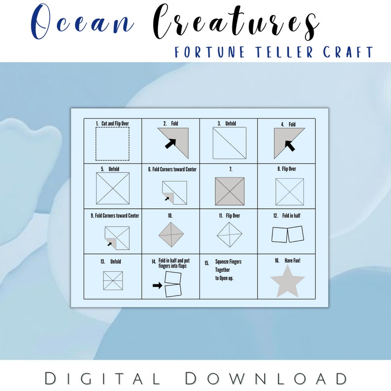 Ocean Creatures Fortune Teller Craft Printable | Sea Animals Fortune ...
