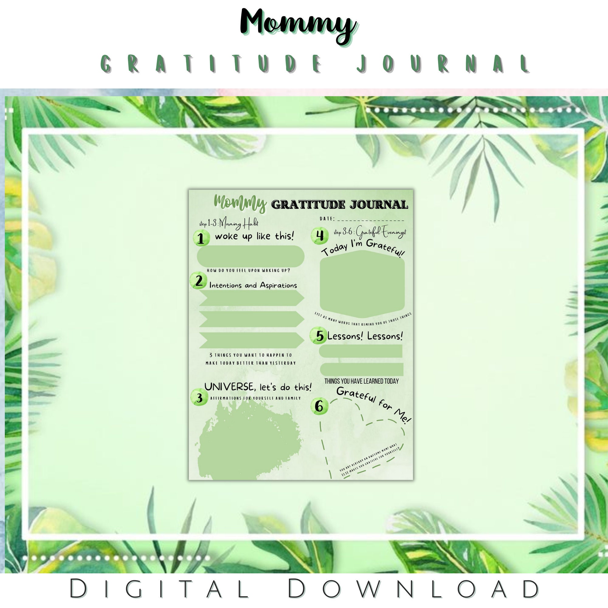 Mommy Gratitude Journal Printable: Daily Mindfulness (instant Download ...
