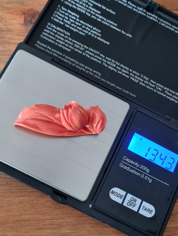 Genuine Masterpiece Japanese Carved Momo Coral Flower… - Gem