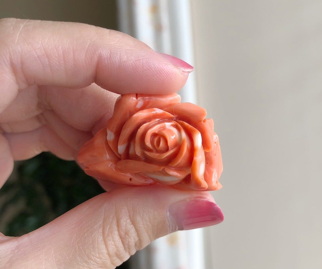Vintage Natural Japanese Momo Coral Flower for Pendant / - Etsy