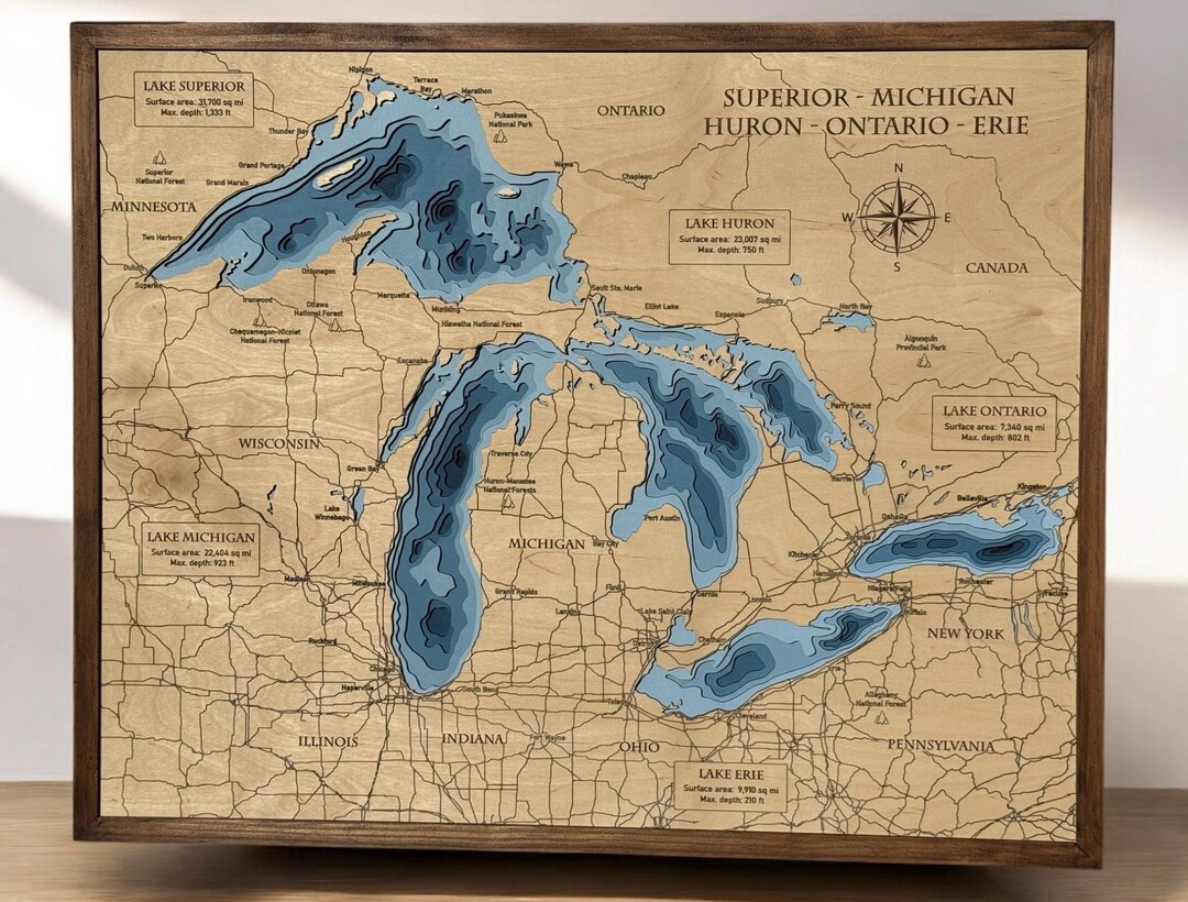 3D Custom Lake Map, Any Lake Customized Wood Map Gift Personalized ...