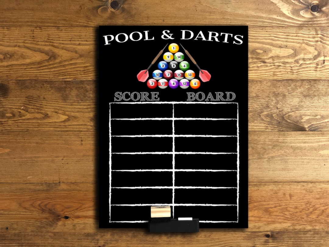 Personalised pool & Darts Scoreboard HPL Chalkboard, Available With or ...
