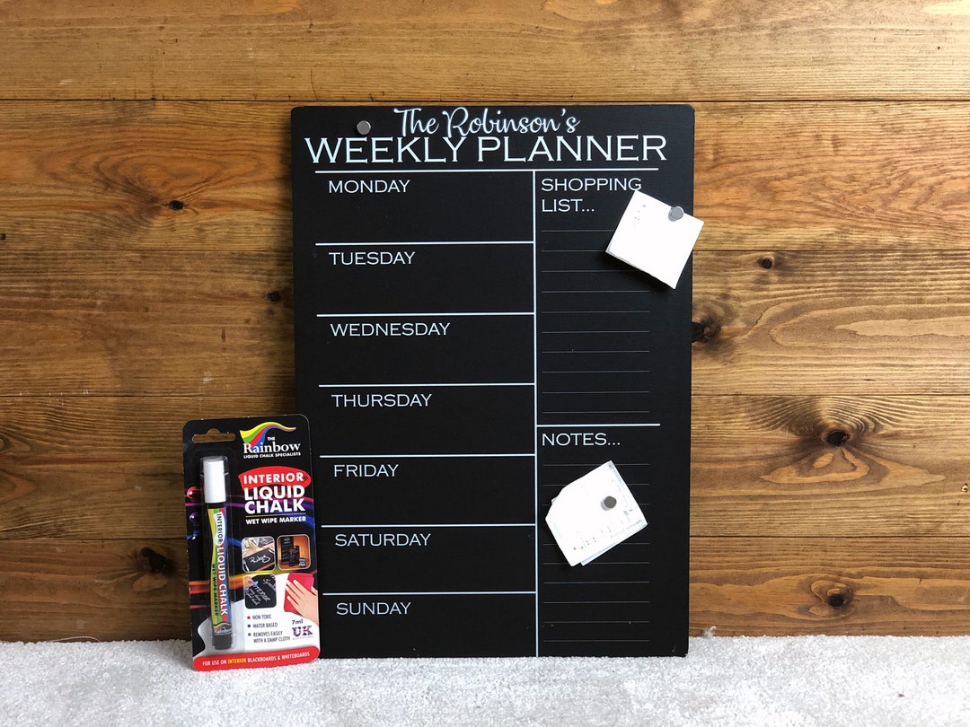 A2 Magnetic Personalised Weekly Planner Chalkboard Available - Etsy