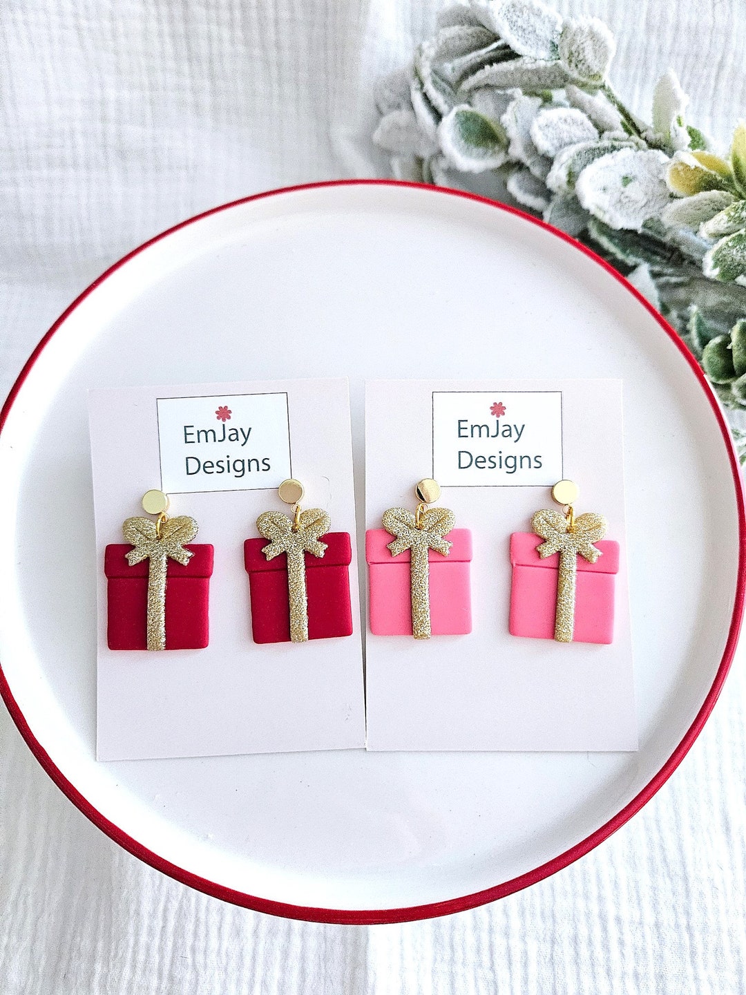 Christmas Present Dangles I Polymer Clay Earrings I Handmade - Etsy