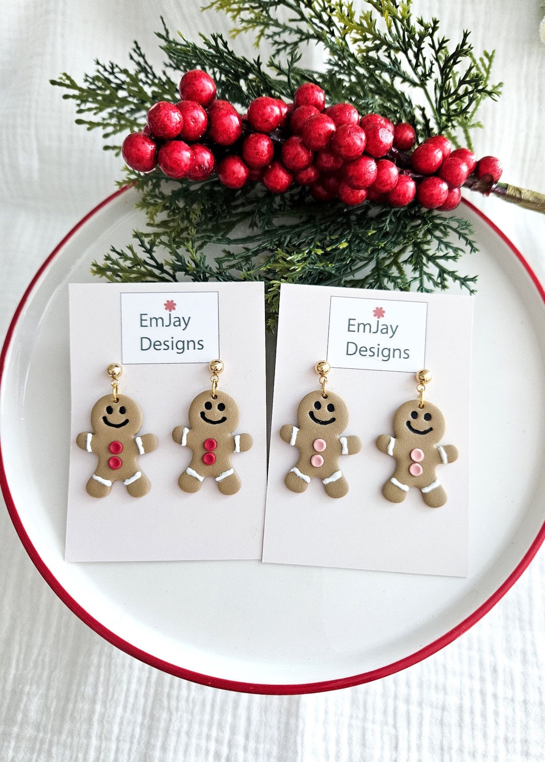 Gingerbread Men Dangles I Polymer Clay Earrings I Christmas - Etsy