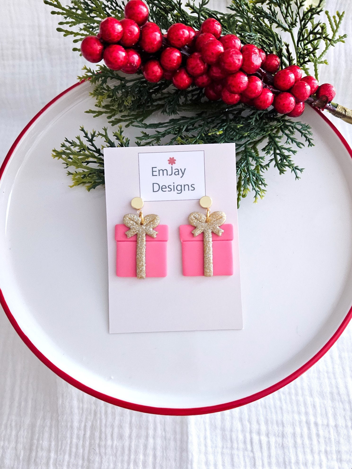 Christmas Present Dangles I Polymer Clay Earrings I Handmade - Etsy