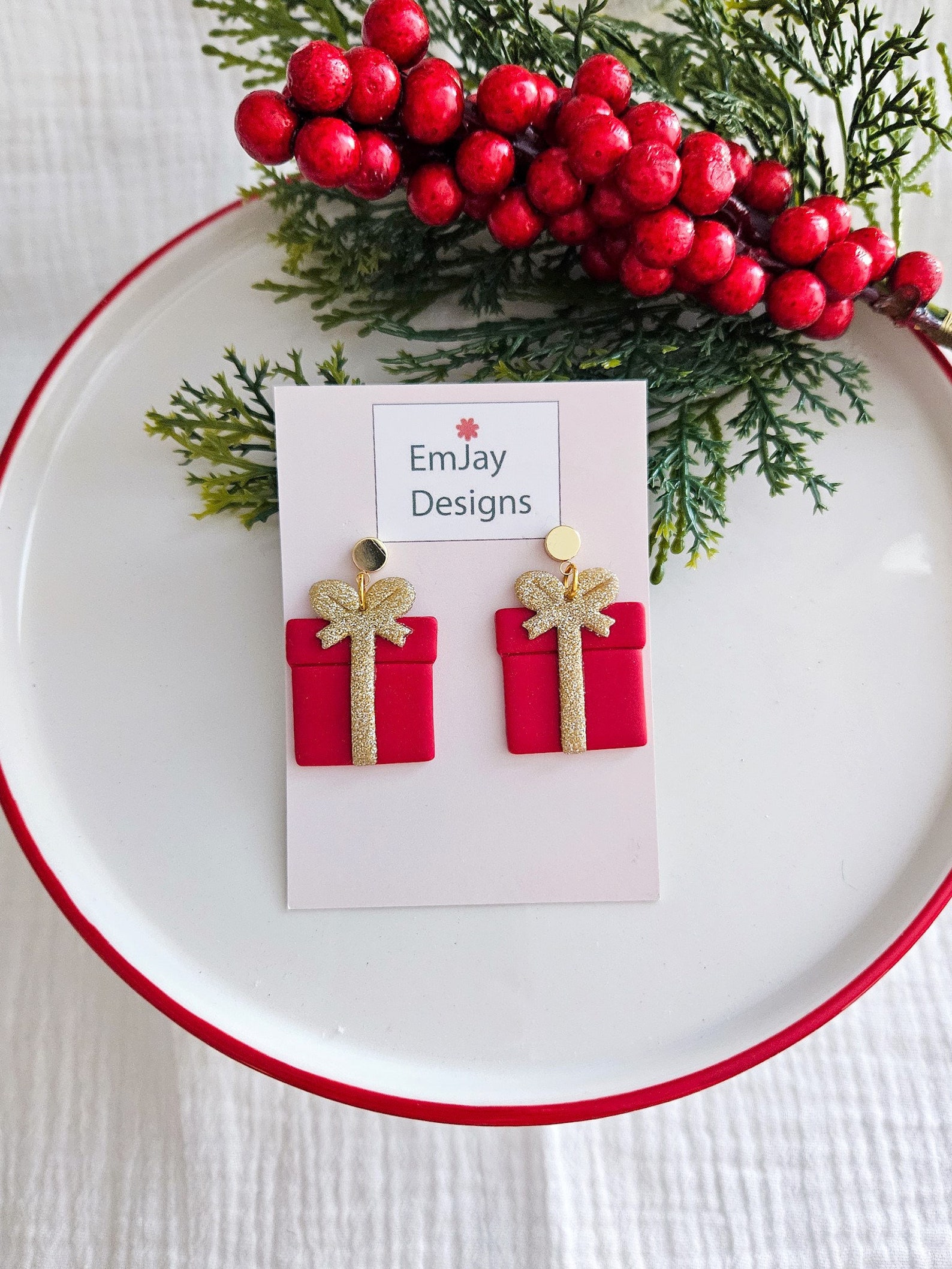 Christmas Present Dangles I Polymer Clay Earrings I Handmade - Etsy