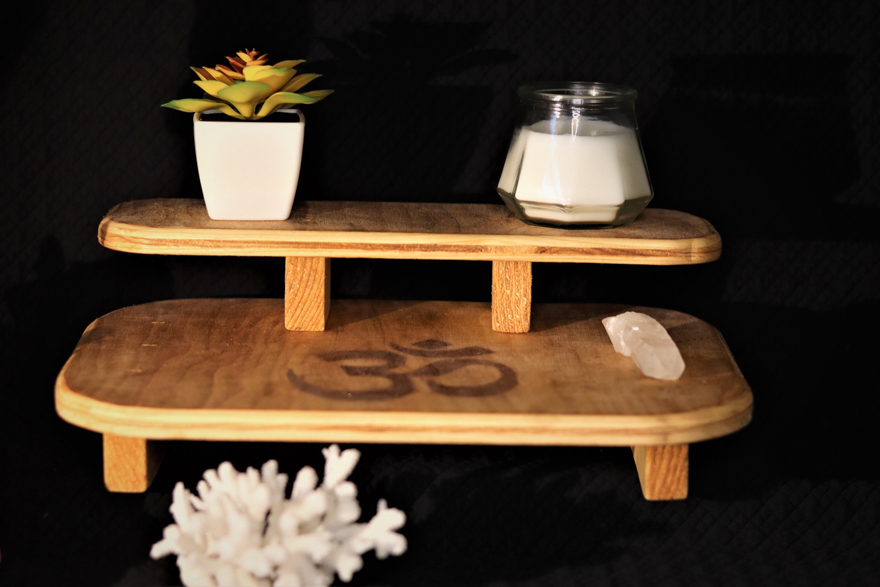 2-tiered Spiritual Altar Table & Shelf With Om Symbol Shrine - Etsy