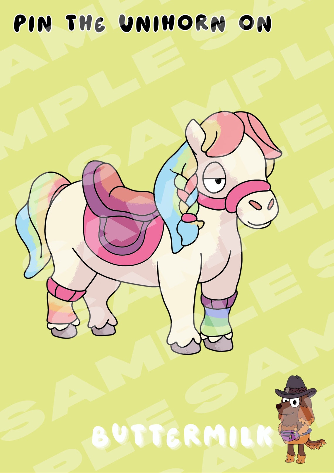 Pin the Tail on the Unipony bluey Bingo Buttermilk Inspired Party Game ...