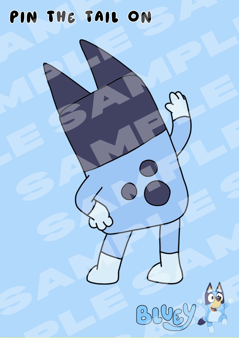 Pin the Tail on the Blue Dog bluey Inspired Party Game for Kids - Etsy ...