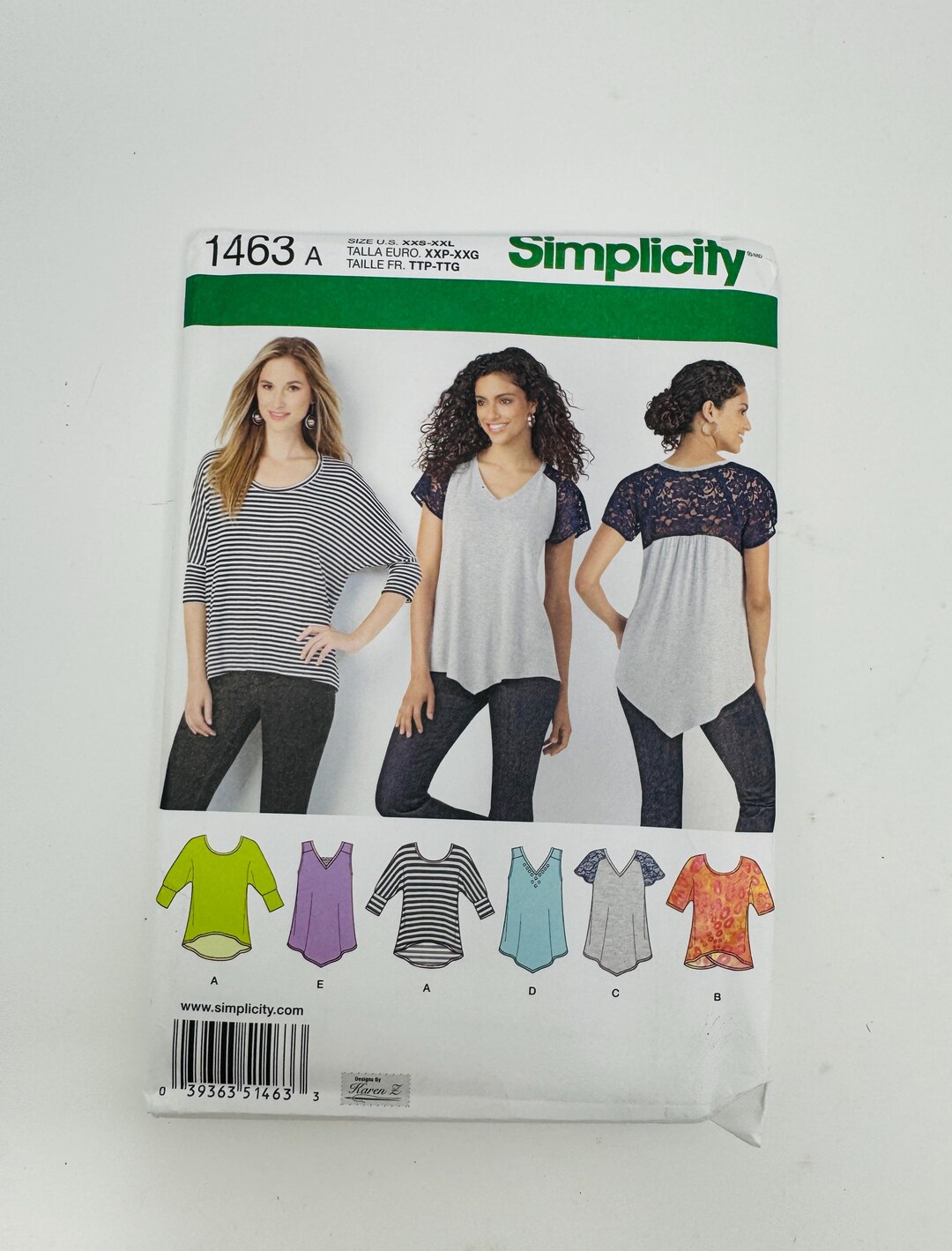 Simplicity 1463 Sewing Pattern Misses' Tops With Back and Sleeve ...