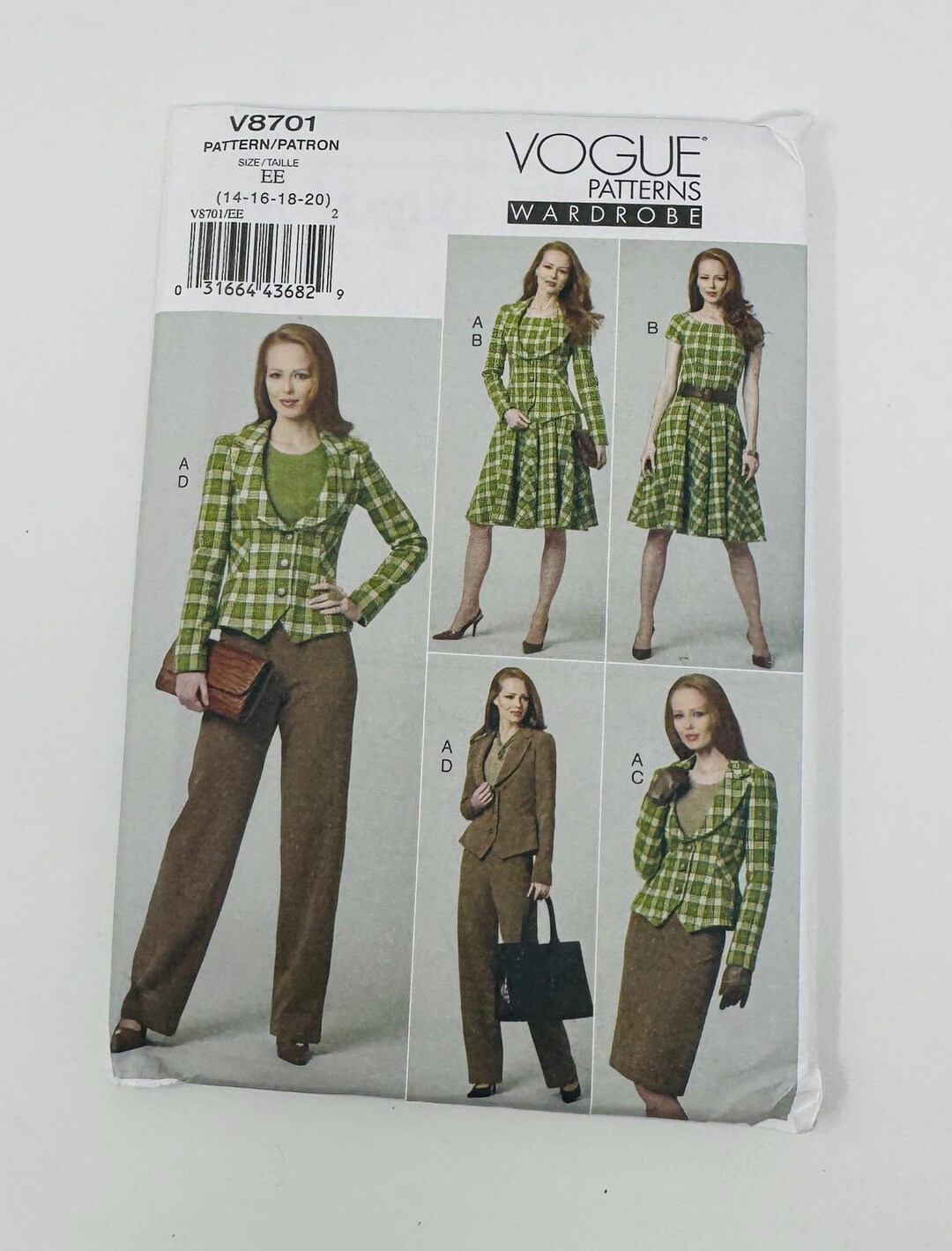 Vogue Wardrobe 8701 Sewing Pattern Misses' Jacket, Dress, Skirt, and ...