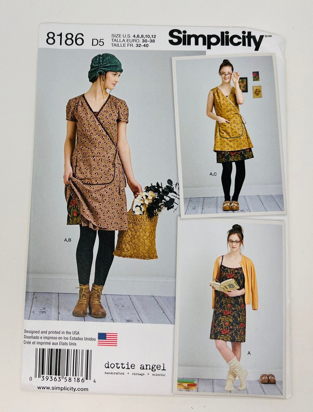 Simplicity 8186 Dottie Angel Slip and Wrap Dress Size 4, 6, 8, 10, 12 ...