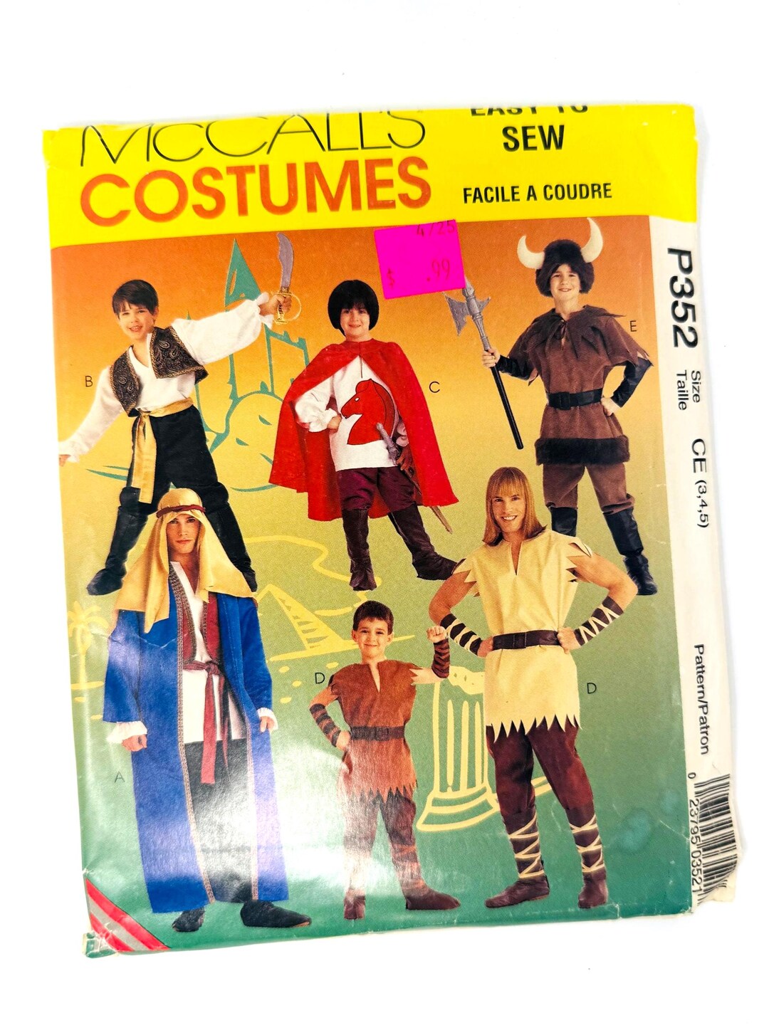 Mccall's Costumes P352 Children's Sewing Pattern Knight Warrior Genie ...