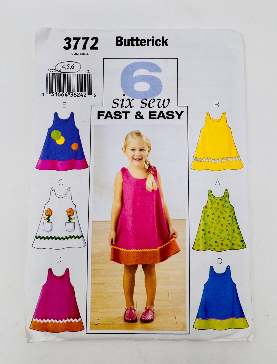 Butterick 3772 Easy Sewing Pattern Girl's Sundresses Six Looks Size 4 ...