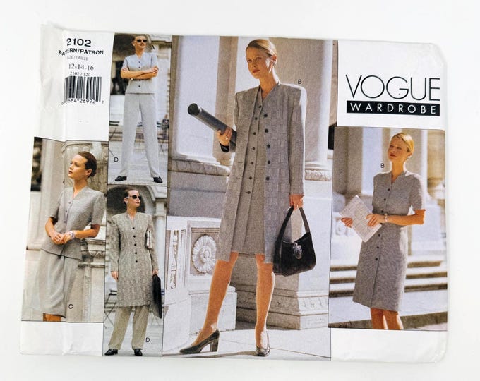 Vogue Wardrobe 2102 Sewing Pattern Misses' Jacket, Dress, Pants, Top ...