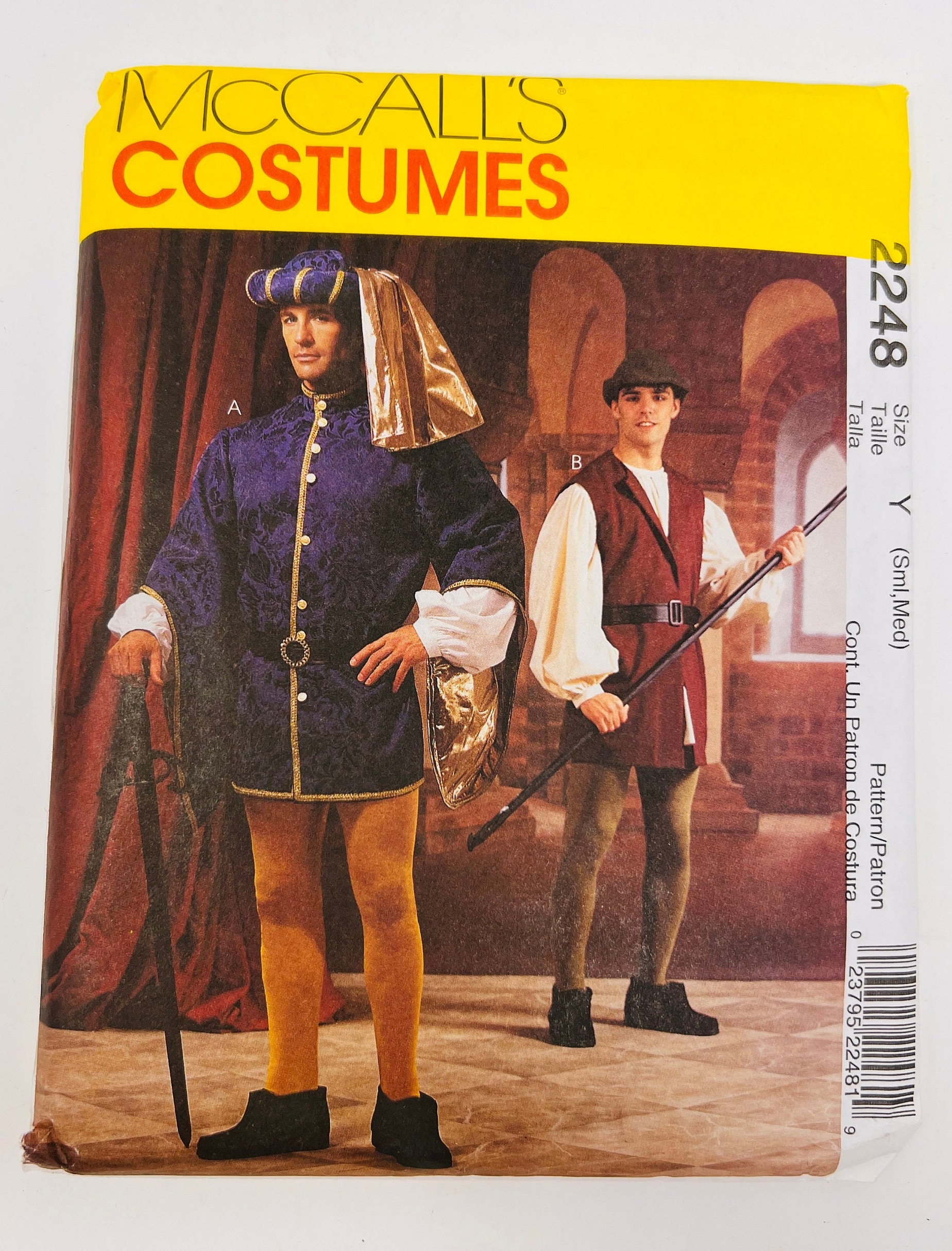 Mccall's 2248 Men's Sewing Pattern Renaissance Costumes Size S, M - Etsy