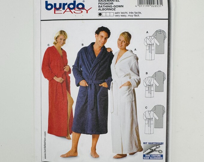 Burda 2653 Easy Sewing Pattern Misses' and Men's Bathrobe Robe All Sizes Uncut - Etsy