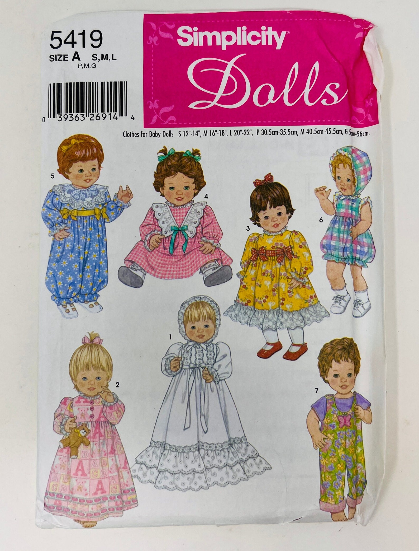 Simplicity Crafts 5419 Baby Doll Clothes for 12 22 Dolls Dresses Jumper ...
