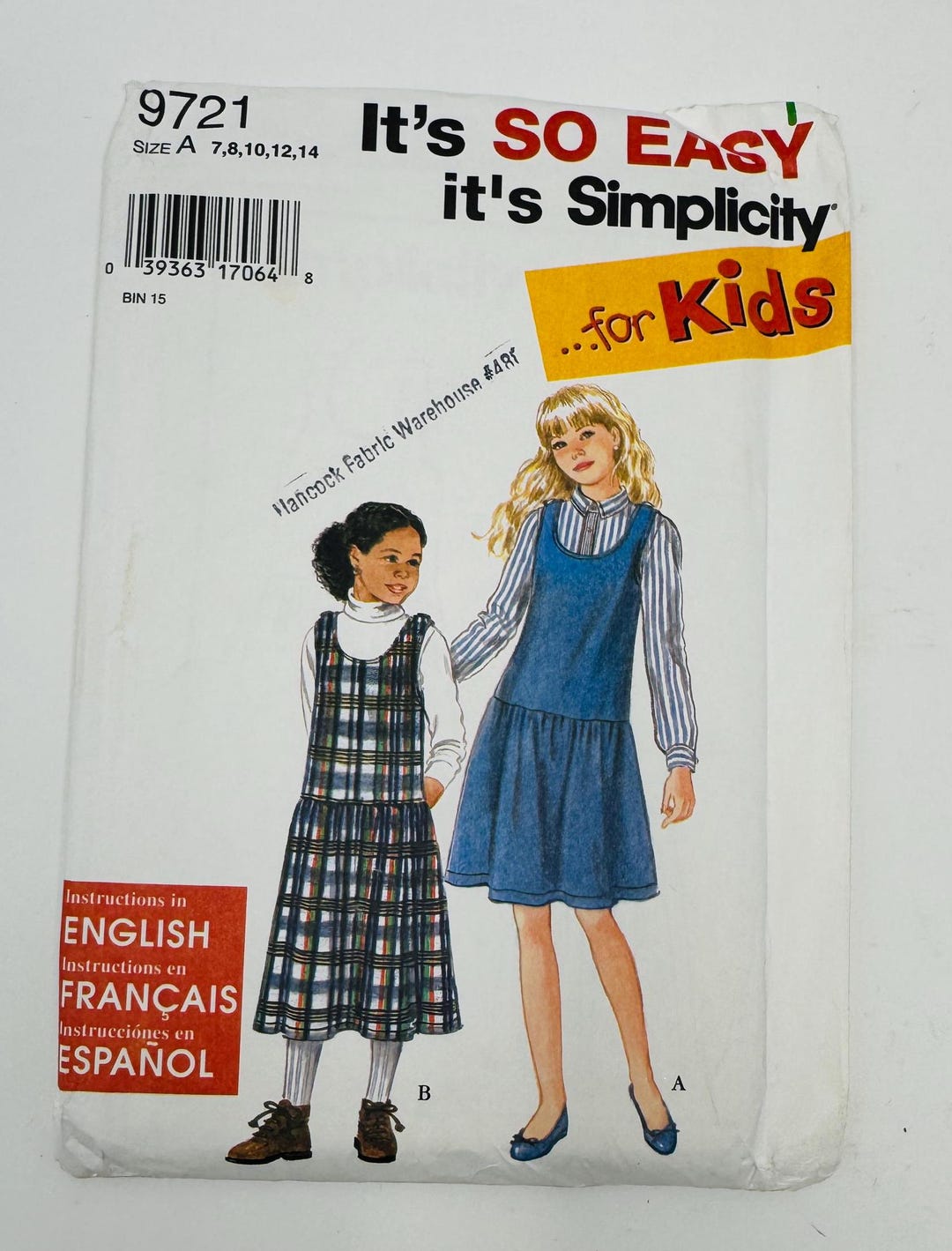 Simplicity 9721 Vintage Sewing Pattern Easy Tweens Jumper Sizes 7, 8 ...