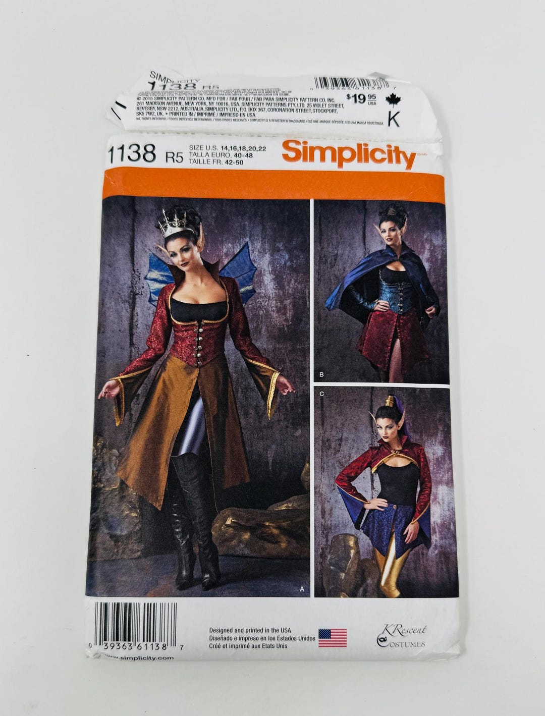 Simplicity 1138 Sewing Pattern Misses' Elf Fairy Fantasy Costumes Size ...