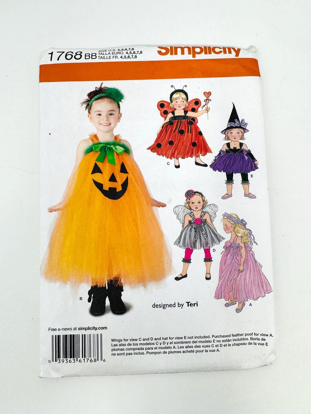 Simplicity 17680 Sewing Pattern Kids Childrens Costumes Cosplay Pumpkin ...