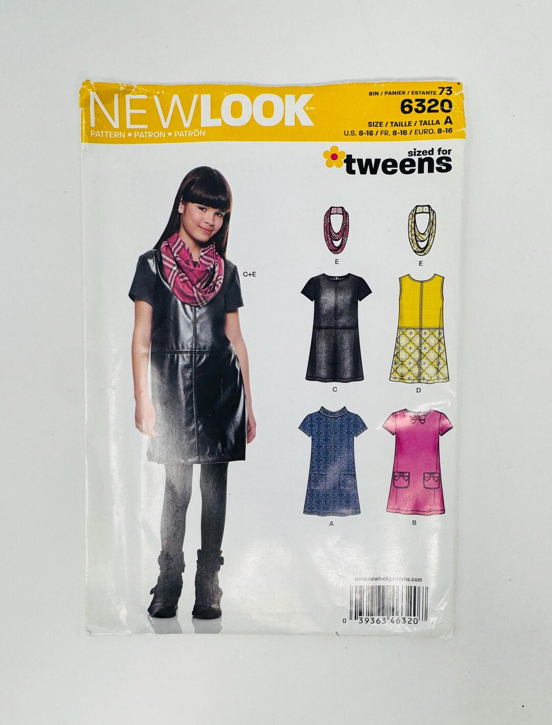 New Look 6320 Easy Sewing Pattern Tweens Dress and Scarf Sizes 8, 10 ...
