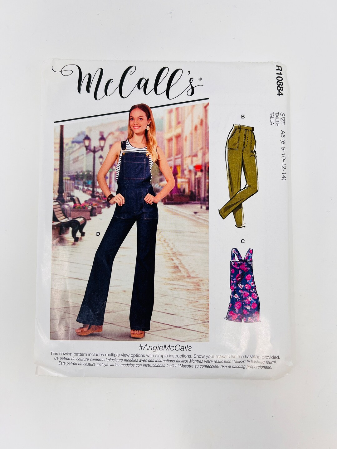 Mccall's R10884 Angie Sewing Pattern Misses' Jeans and Overalls Sizes 6 ...