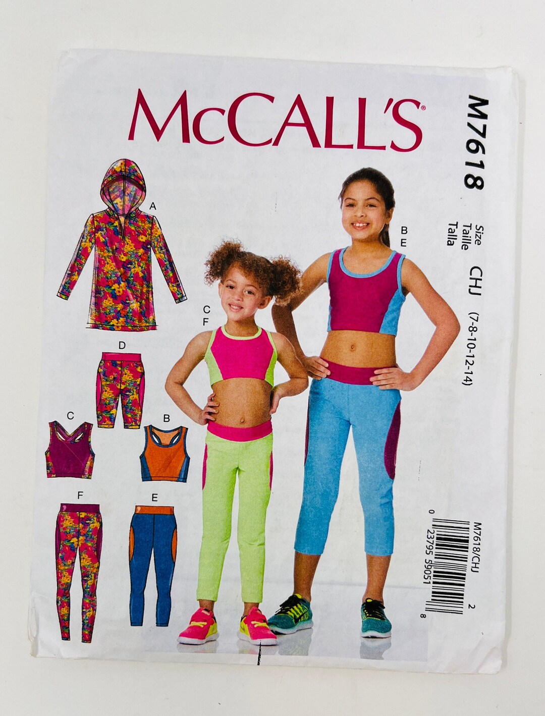 Mccall's 7618 Easy Sewing Pattern Tweens Leggings Sports Bra Jacket ...