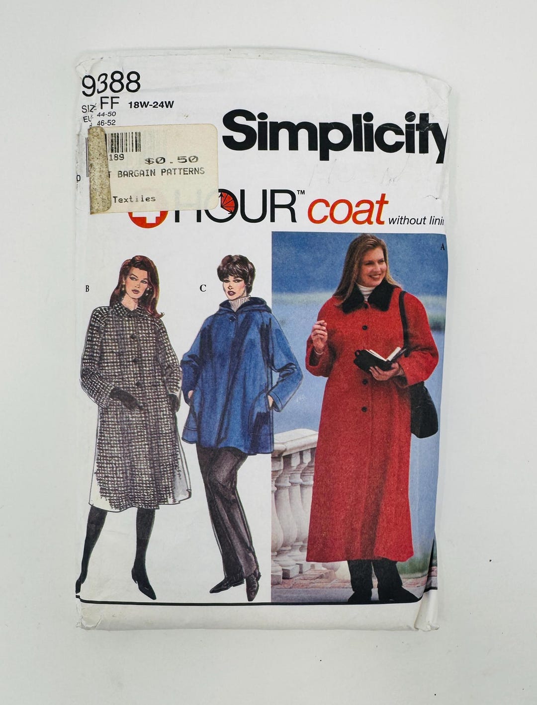 Simplicity Vintage Sewing Pattern 9388 Misses' Four Hour Coat Size 18W ...