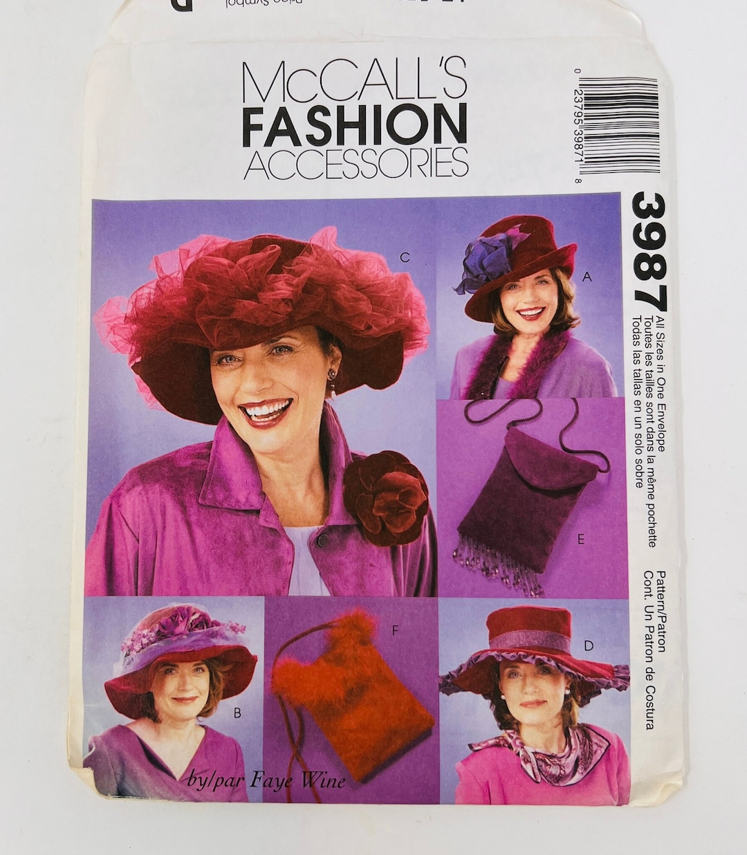 Mccall's 3987 Sewing Pattern Misses' Hats and Purses Red Hat Society ...