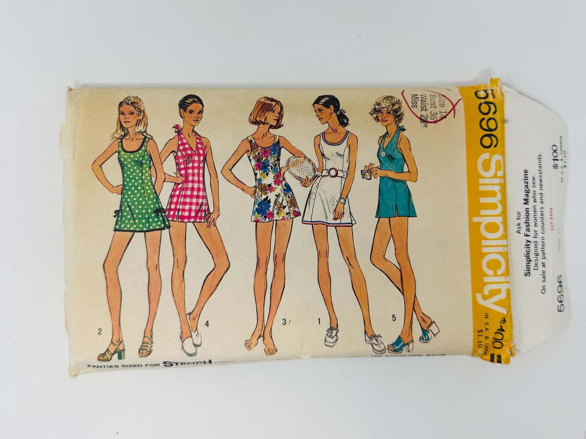 Vintage Simplicity 5696 Sewing Pattern Misses' Dress and Bathing Suit ...