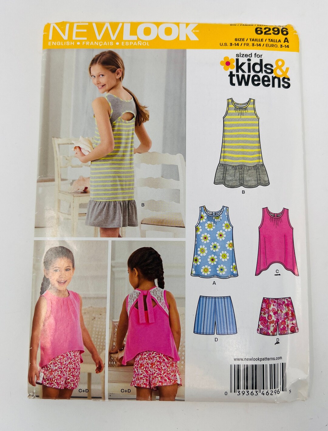 New Look 6296 Easy Sewing Pattern Tweens Top and Shorts Sizes 3, 4, 5 ...