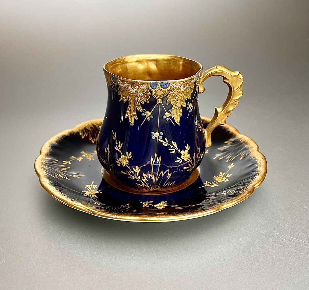 Stunning Antique Limoges France Cobalt Enameled Demitasse - Etsy