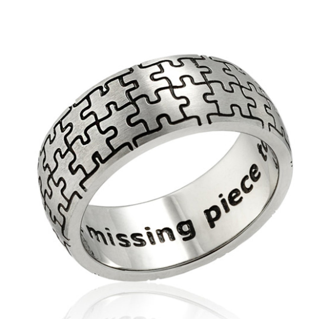 Personalized Ring, Autism Awareness Puzzle Ring, 925 Sterling Silver ...