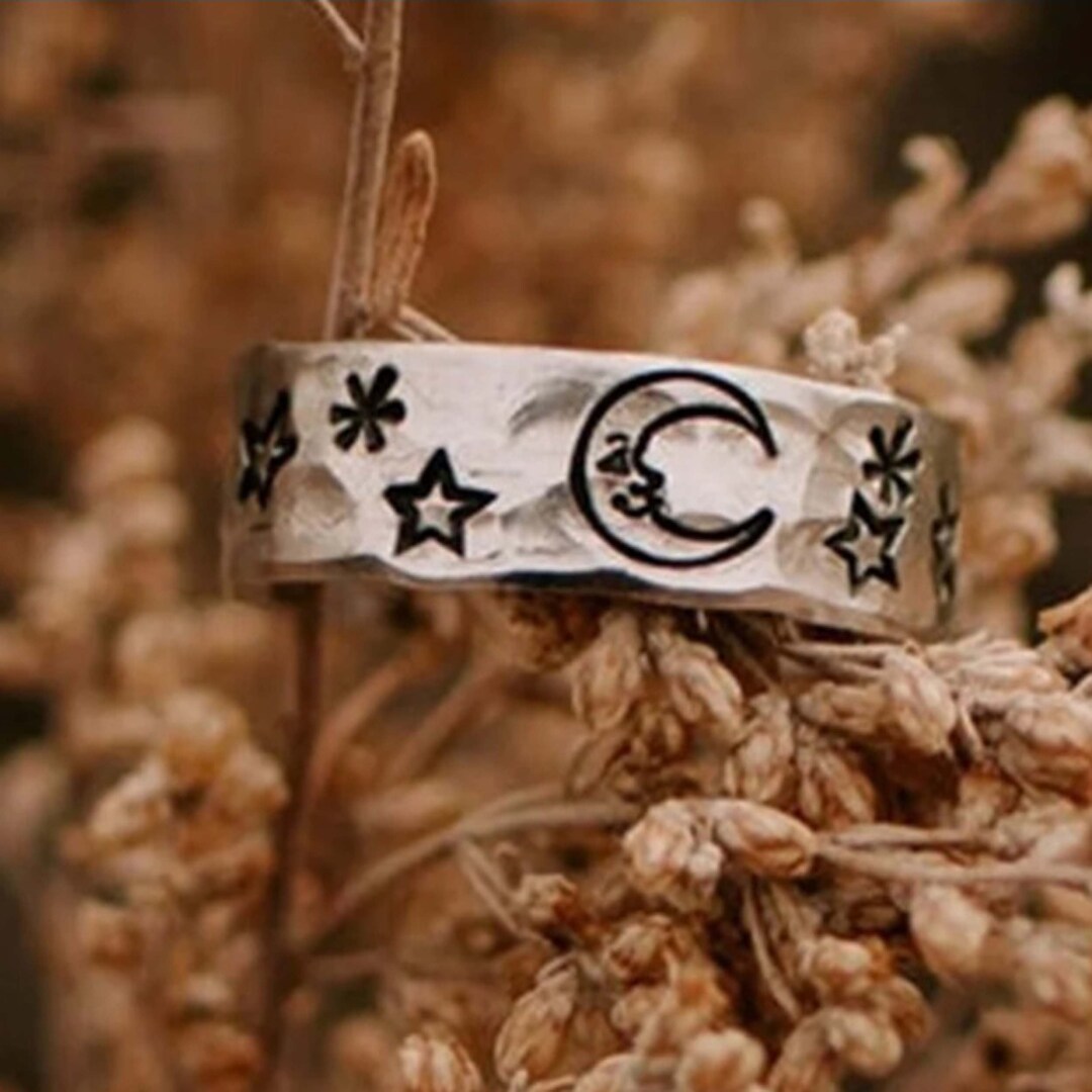 Moon Ring Star Ring 925 Sterling Silver Ring Rings for - Etsy