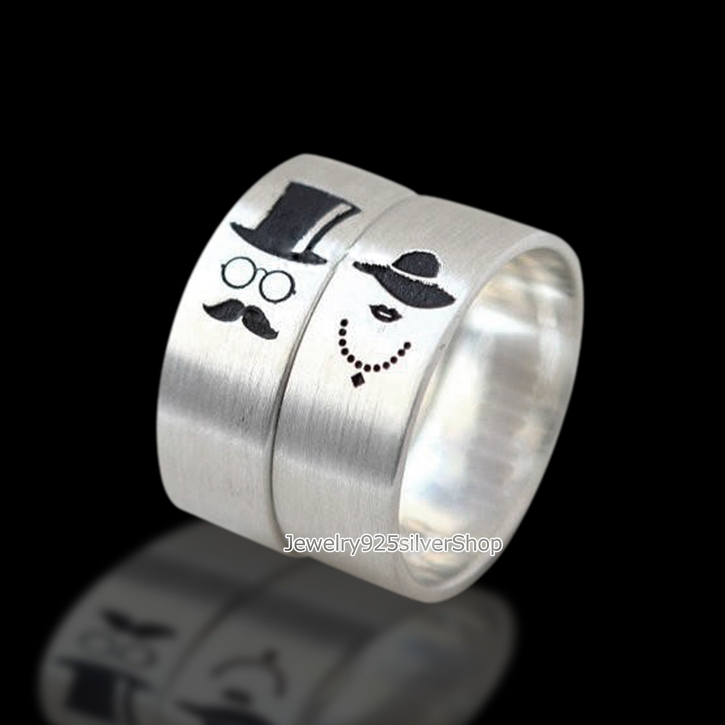 Gentleman and Lady Ring 925 Sterling Silver Ring Couples - Etsy