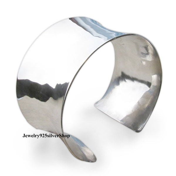 Wide Silver Bangle - Etsy