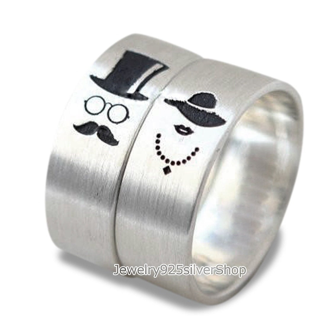 Gentleman and Lady Ring, 925 Sterling Silver Ring, Couples Ring, Lovers ...
